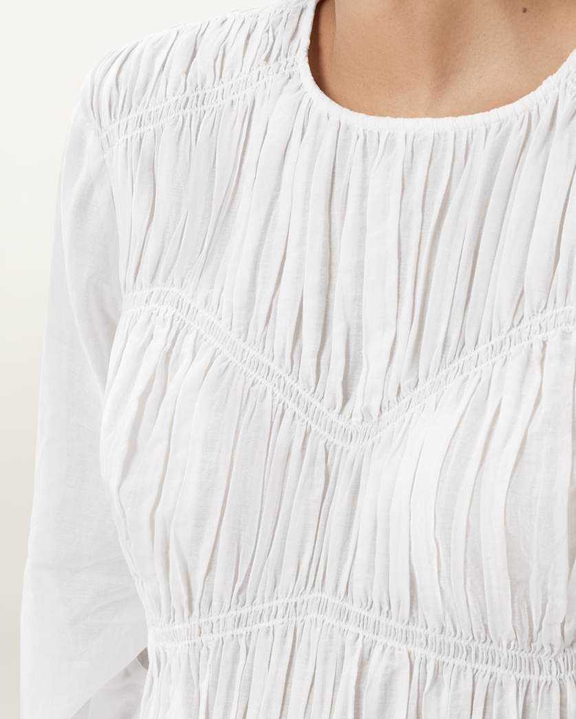 Melani Round Neck Gathered Top ANTIQUE WHITE | ALLSAINTS